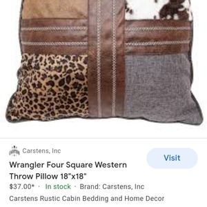 Carstens | Accents | Carstens Wrangler Nwot Pillow | Poshmark